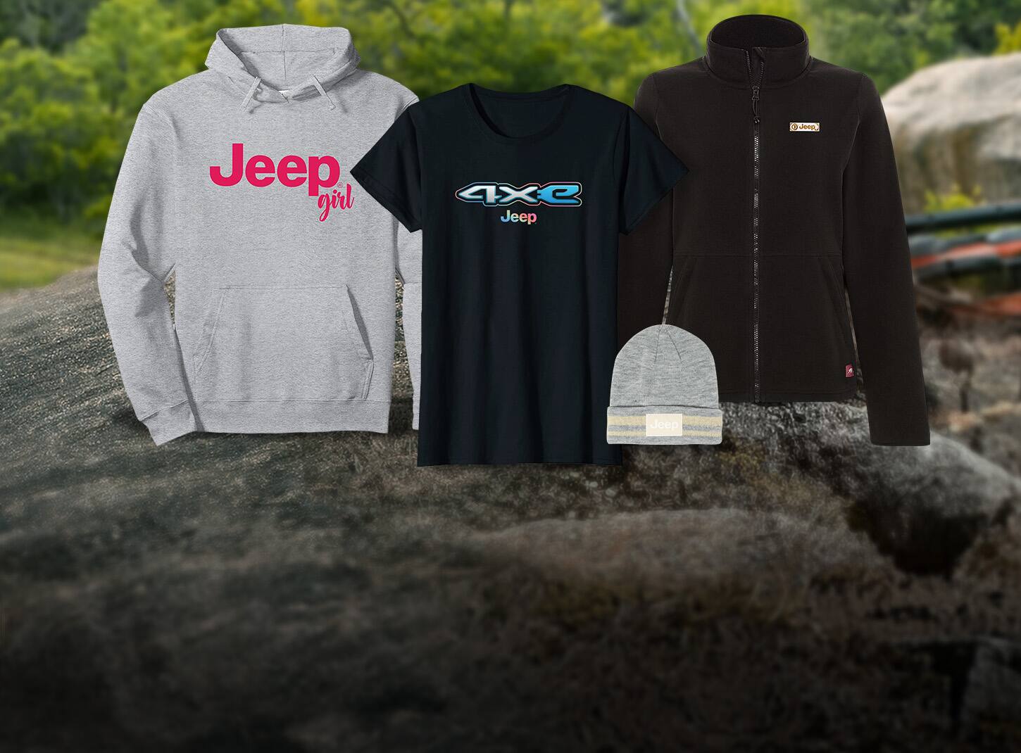 A set of Jeep Brand merchandise including a Jeep Girl sweatshirt, Jeep ...